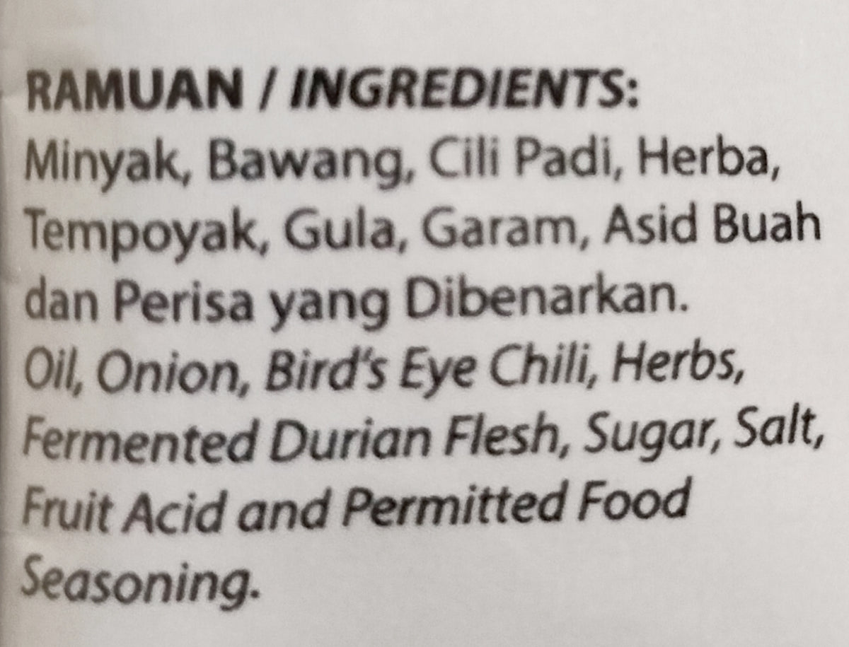 Fermented Durian Flesh 40g Sambal Tempoyak – Savour of Asia